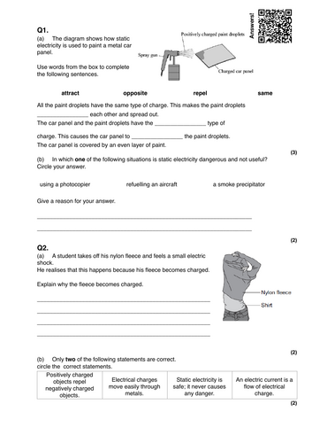 FREE AQA GCSE Physics P4.1 Electric Charge & Current (2026) | Editable ...