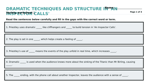 AQA GCSE English Literature - An Inspector Calls | Teaching Resources