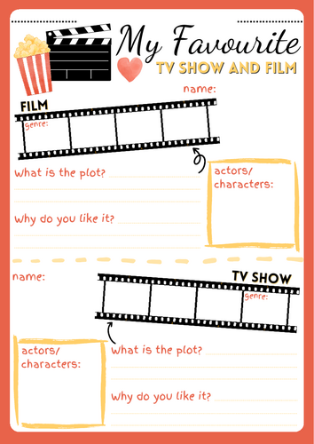My Favourite TV Show and Film | Teaching Resources