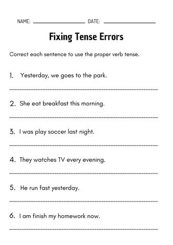 Sentence Repair Worksheets - Editing Capitals, Spelling and Punctuation ...