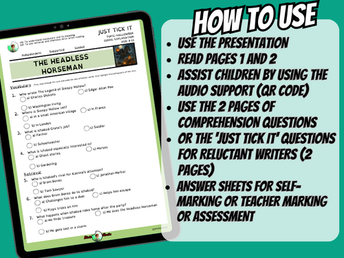 The Headless Horseman | Halloween | Reading Comprehension | Year 5/6 ...