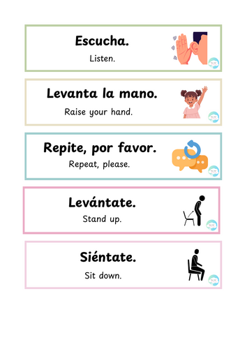 Spanish Classroom Commands – Posters and Word Wall Labels (ELE Resource ...