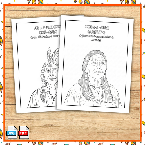 Native American Heritage Leaders Coloring Pges | November Digital ...