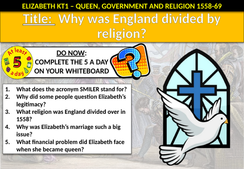 History GCSE Elizabeth Edexcel KT1 L4 Religious Divisions (Fully ...