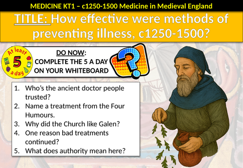 History GCSE Medicine Edexcel KT1 L6 Prevention Medieval c1250–1500 ...