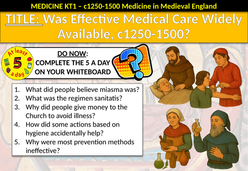 History GCSE Medicine Edexcel KT1 L7 Medical Care Medieval c1250–1500 ...
