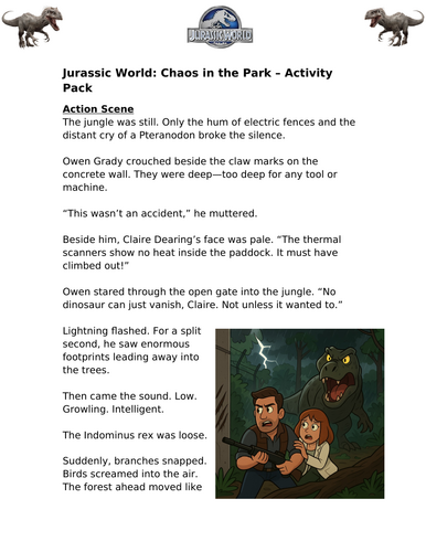 Jurassic World: Chaos in the Park – Year 6 Reading Comprehension Pack ...