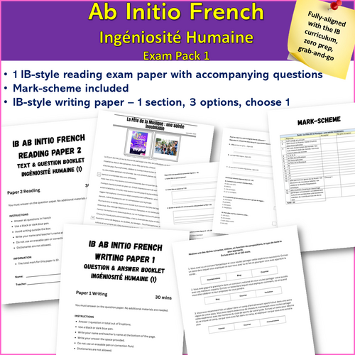 IB Ab Initio French - Ingéniosité Humaine Exam Pack | Teaching Resources