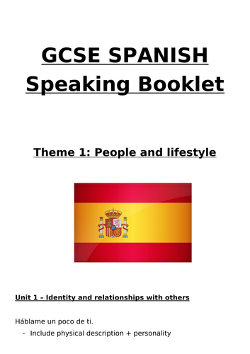 General conversation - speaking booklet preparation (Spanish GCSE new ...