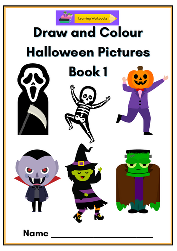 Draw and Colour Halloween Pictures Book 1 | Teaching Resources