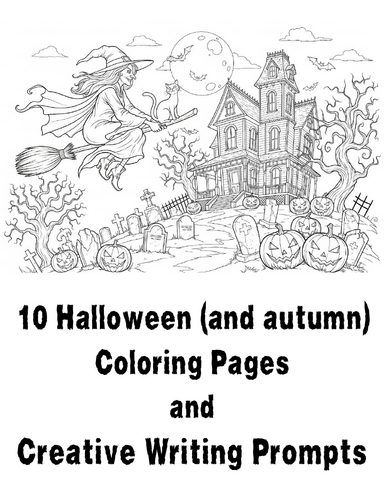 10 Halloween & Autumn-Themed Coloring Pages & Writing Prompts for ...