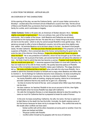 " A View From The Bridge" Arthur Miller GCSE ENGLISH LITERATURE ...