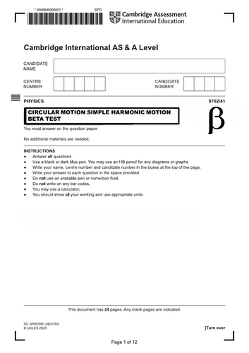 CIE A-Level Physics 9702 | Full Syllabus Notes + Exam-Style Worksheets ...