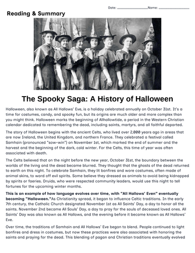 English Grammar: The Spooky Saga – A History of Halloween | Teaching ...