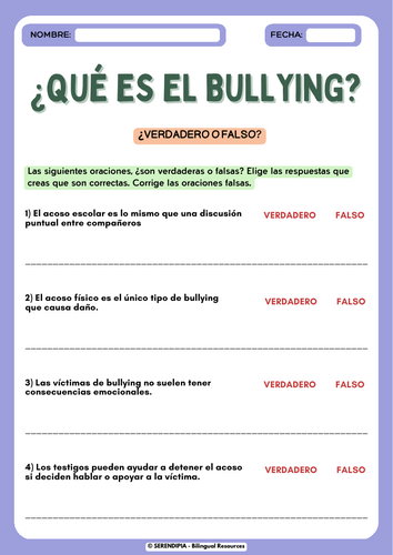 Bullying/Acoso escolar Lectura | Bullying Prevention SPANISH Reading ...