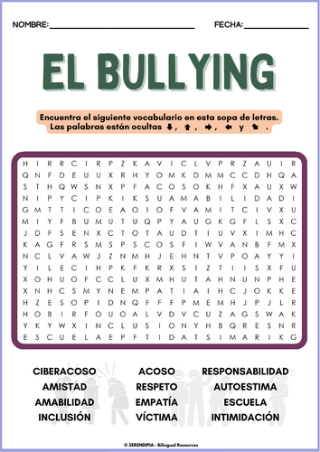 Bullying/Acoso escolar Lectura | Bullying Prevention SPANISH Reading ...