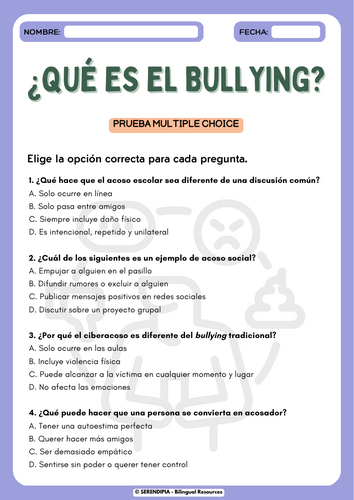 Bullying/Acoso escolar Lectura | Bullying Prevention SPANISH Reading ...