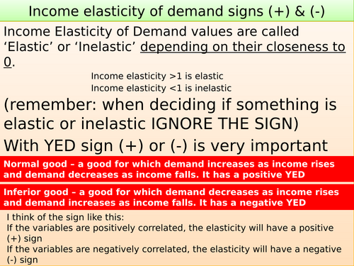 A-level Economics Income Elasticity of Demand (YED) exercises ...