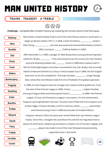 History of Manchester United - text, timeline and chronology | Teaching ...