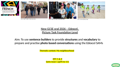 GCSE French Sentence Builders, Picture Task, My Neighbourhood ...