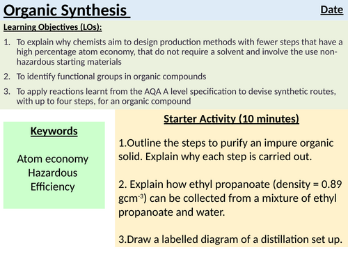 Organic Synthesis (AQA) | Teaching Resources