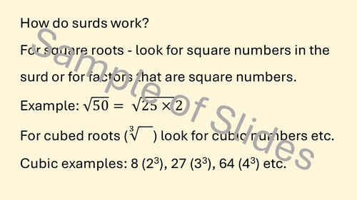 Simplifying Surds – Lesson 1 PowerPoint & Worksheets with Worked ...
