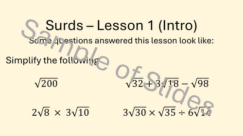 Simplifying Surds – Lesson 1 PowerPoint & Worksheets with Worked ...