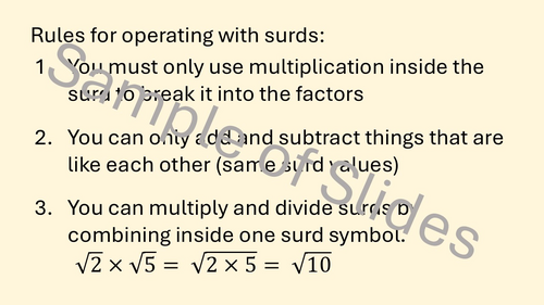 Simplifying Surds – Lesson 1 PowerPoint & Worksheets with Worked ...