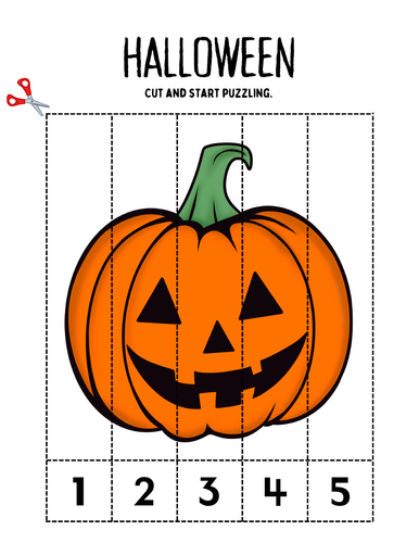 Spooky Fun! Halloween Cut and Start Puzzling - 10 Printable Worksheets ...