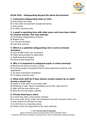 KCSIE 2025 Safeguarding Knowledge Check Series – Six Editable Staff ...