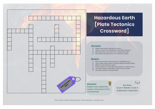 GCSE Geography B – Hazardous Earth Retrieval Practice Puzzle Pack (Week ...