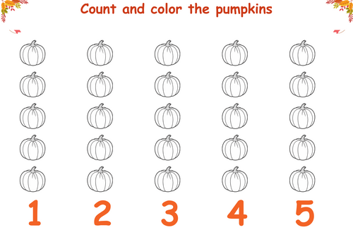 Count the pumpkins 1–10 – Autumn Number Recognition and Coloring ...