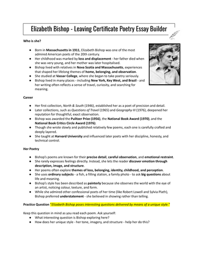 Elizabeth Bishop – Essay Builder (Leaving Certificate English ...