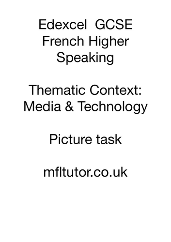Speaking pack for Edexcel GCSE Higher French - Media & Technology ...