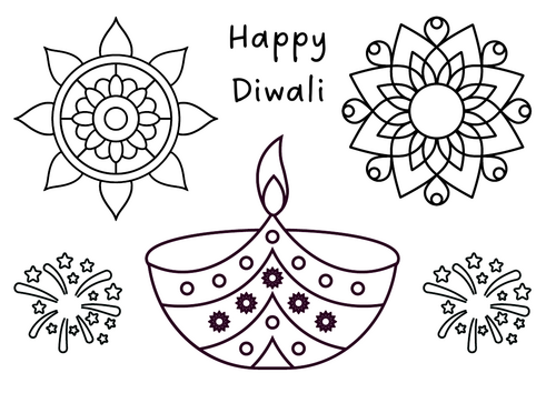 Diwali Rangoli Diya Lamp Colouring | Teaching Resources