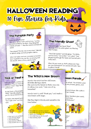 Halloween Reading Comprehension Bundle – 10 Fun Stories for Kids ...