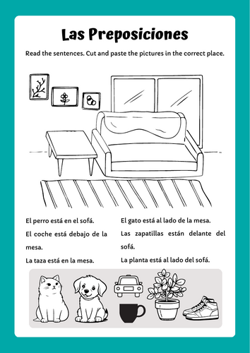 Spanish worksheet activities la casa & preposiciones de lugar printable sheets | Teaching Resources