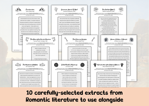 Romanticism Literature Elements and Extracts for Study with Graphic ...
