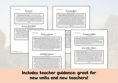 Romanticism Literature Elements and Extracts for Study with Graphic ...