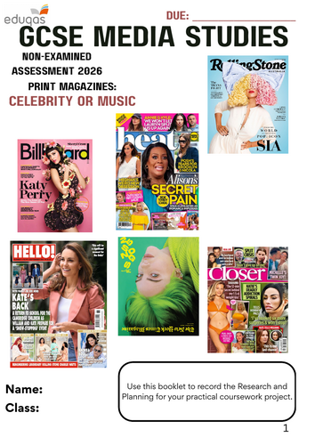 GCSE Media Studies Eduqas NEA Booklet- Magazines | Teaching Resources