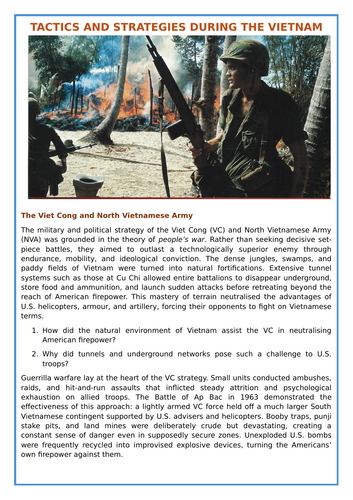 Strategies and Tactics of the US and Vietnamese - The Vietnam War ...