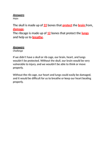 KS2 Science The Human Skeleton: Protection Complete Lesson | Teaching ...