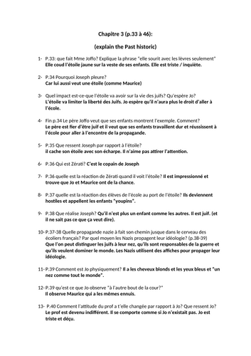 Un sac de bille chapter 3 comprehension and summary. | Teaching Resources