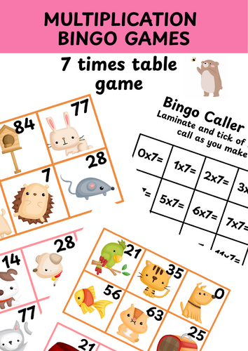7 times table multiplication bingo | Teaching Resources