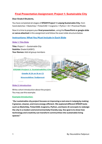 STEM or STEAM Project 1: Sustainability City for Grade 6/7/8 or Year 7 ...