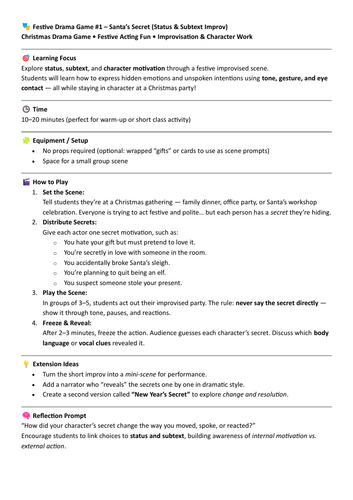 Christmas Drama Game #1 – Santa’s Secret (Festive Status & Subtext ...