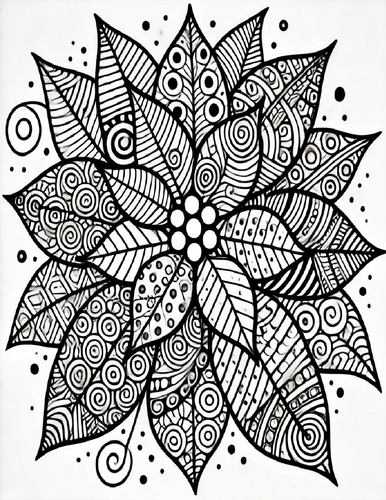 POINSETTA MANDALA /ZENTANGLES /DOODLE ART-4 pages POINSETTIA ACTIVITY ...