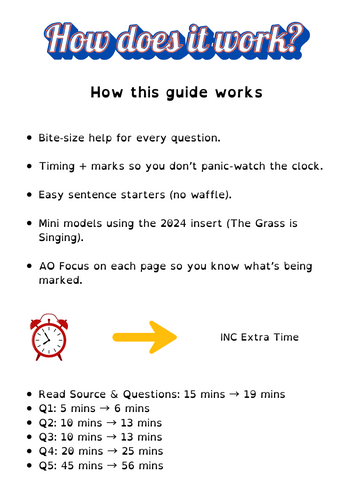 AQA GCSE English Language Paper 1 Student Guide | Timings + AO Key ...