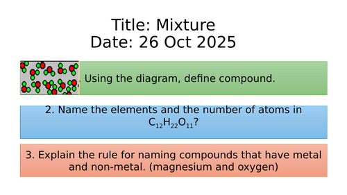 KS3/4- Atoms, elements, compounds and mixtures | Teaching Resources