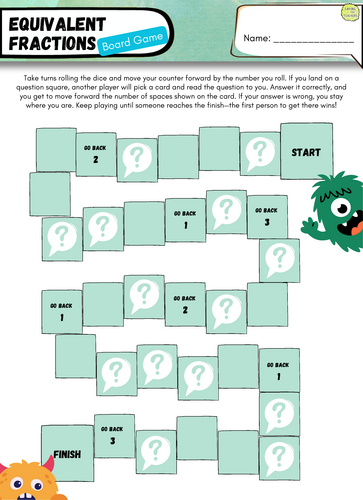 Equivalent Fractions Board Game – Years 4 to 6 | Maths Fractions ...